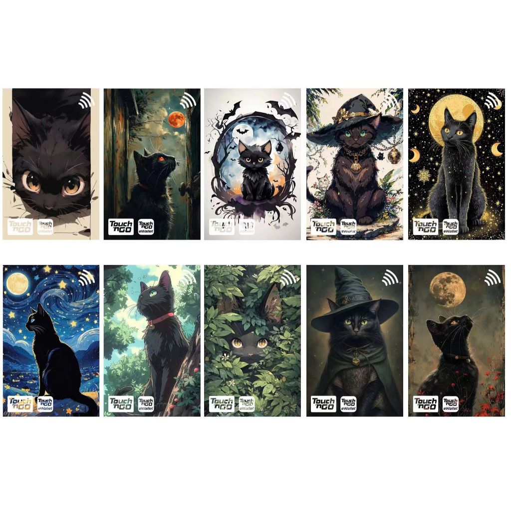 Cute Black Cat TNG Logo Card Sticker - Card Sticker/Touch n Go Card ...