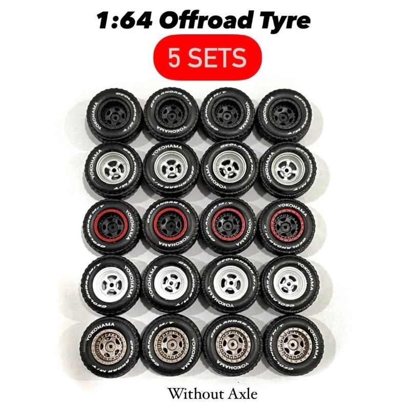 4x4 Tayar Getah Hotwheel - 1:64 Off-road Hotwheels Tyre - 5 sets ...