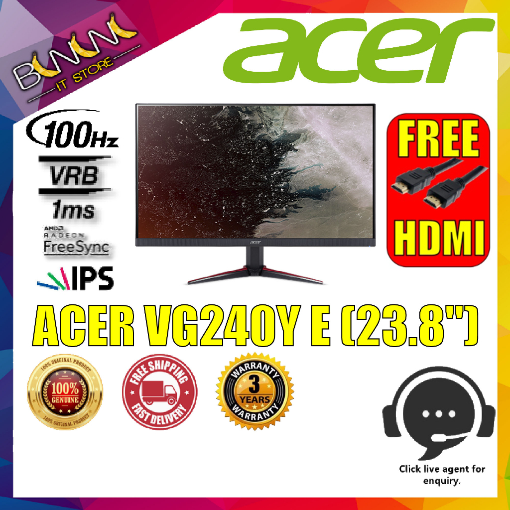 ACER NITRO VG240Y / VG240Y E 23.8" GAMING MONITOR ( 23.8" IPS FHD / 1MS ...