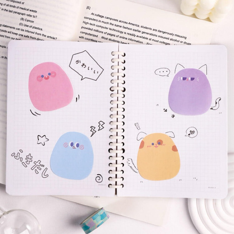 60 Sheets/pack Cute Emoticon Cartoon Emoji theme Adhesive Post-it Memo ...