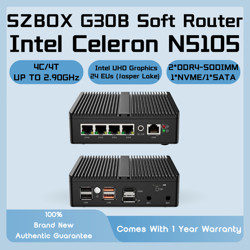 G30B Soft Router Intel Celeron N5105 DDR4 4x2.5GE Intel pfSense ...