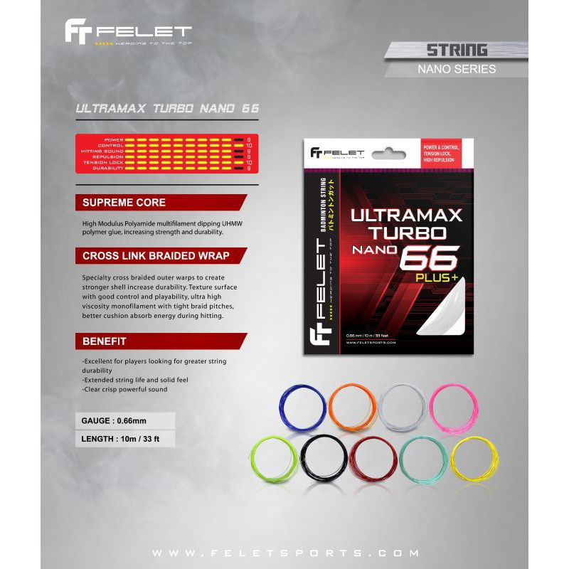 FELET ULTRAMAX TURBONANO 66 PERFORMANCE BADMINTON STRING | Shopee ...