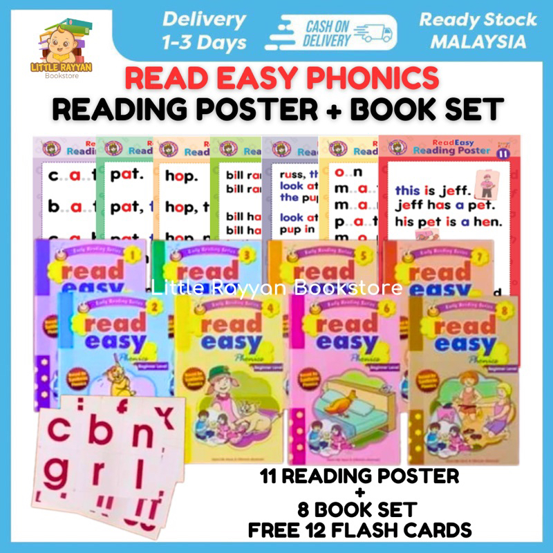 SET READ EASY PHONICS (8 BOOKS & 12 FLASH CARDS)– BEGINNER LEVEL ...
