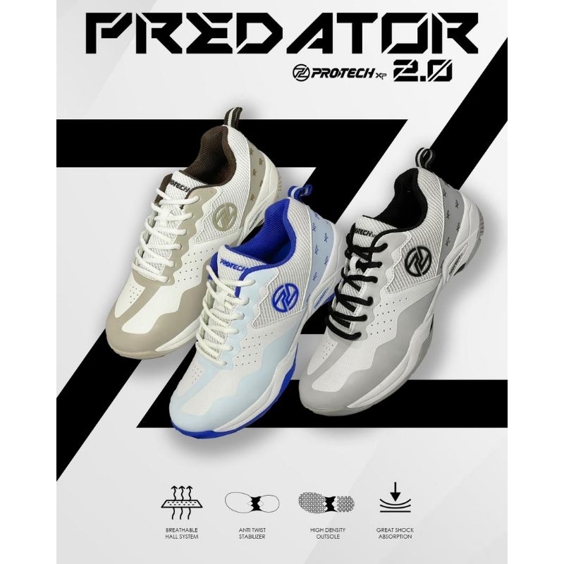 PROTECH PREDATOR 2.0 Super Light Weight Badminton Court Shoes | Shopee ...