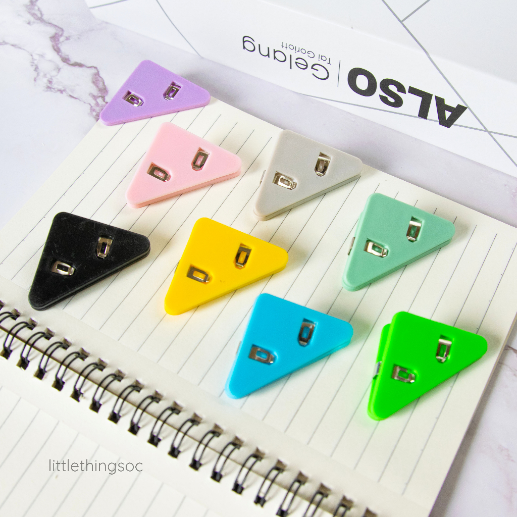 BACK TO SCHOOL Triangle Corner Paper Clip 20 Colors Anti Curling ...