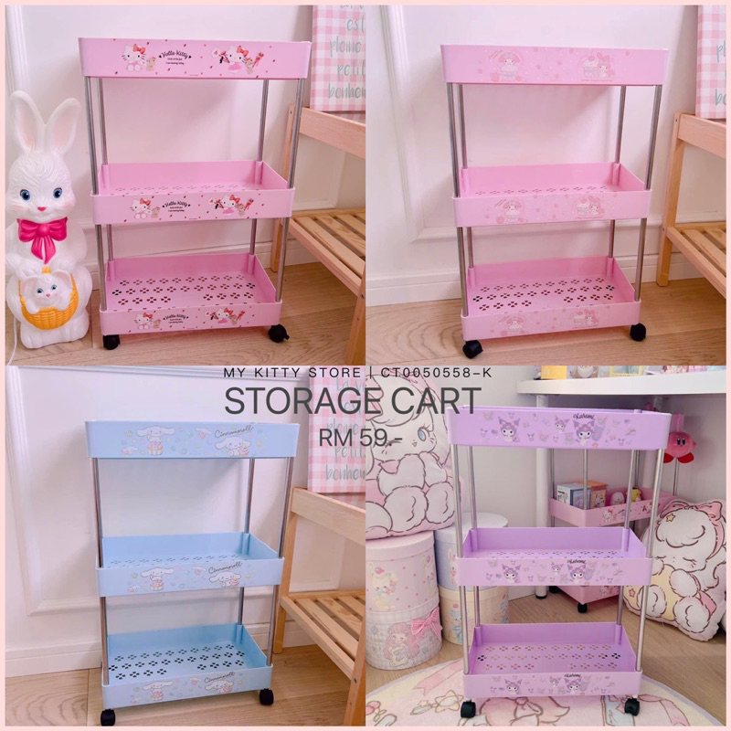Hello Kitty My Melody 3 Layer Storage Cart Cinnamoroll Kuromi Beauty ...