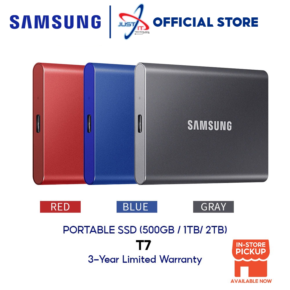 Samsung T7 Basic SSD Portable - Blue/Red/Grey (500GB/1TB/2TB) | Shopee ...