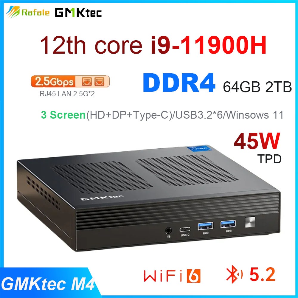 GMKtec M4 i9-11900H DDR4 32GB 1TB USB3.2 Window 11 BT5.2/WiFi6 Gaming ...