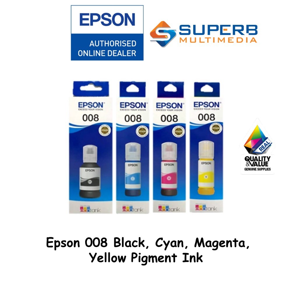Epson 008 Pigment Ink [Black/Cyan/Magenta/Yellow] | Shopee Philippines