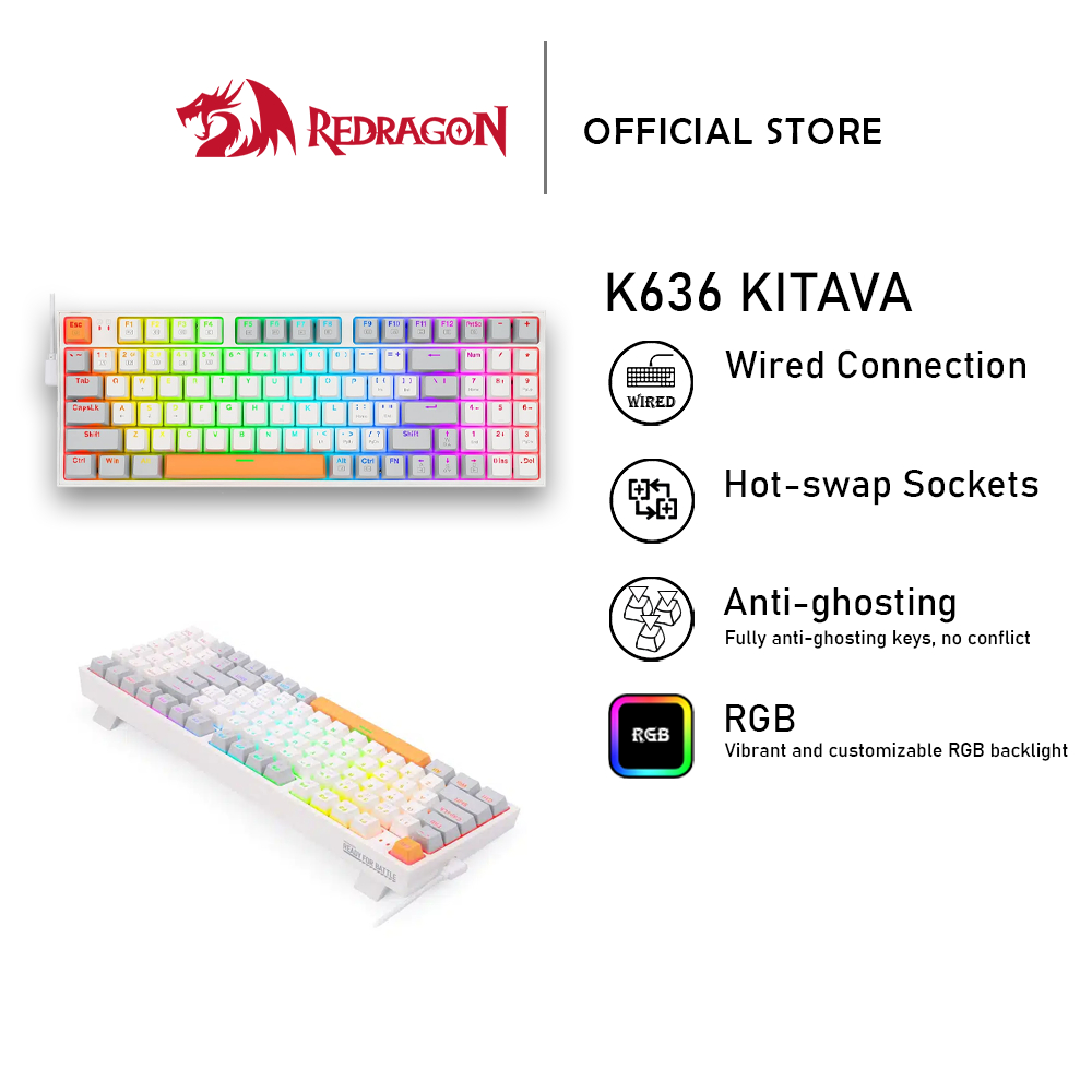 Redragon K636 Kitava Wired Mechanical Keyboard with RGB Backlit, 94 Keys, Programmable | Shopee ...