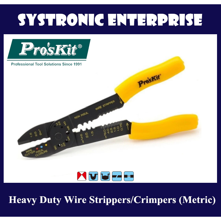 Pro'skit 8PK-313B Heavy Duty Wire Strippers/Crimpers (Metric) | Shopee ...