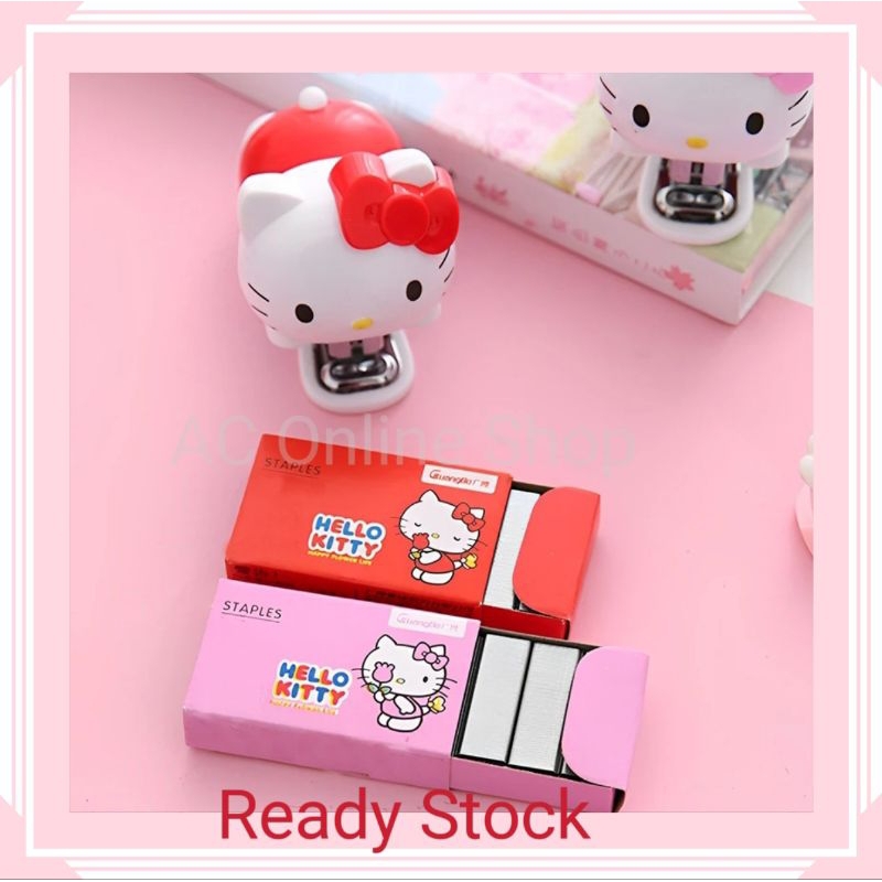 Cute Cartoon Hello kitty Stapler Set Mini Stapler Binding Machine Test ...