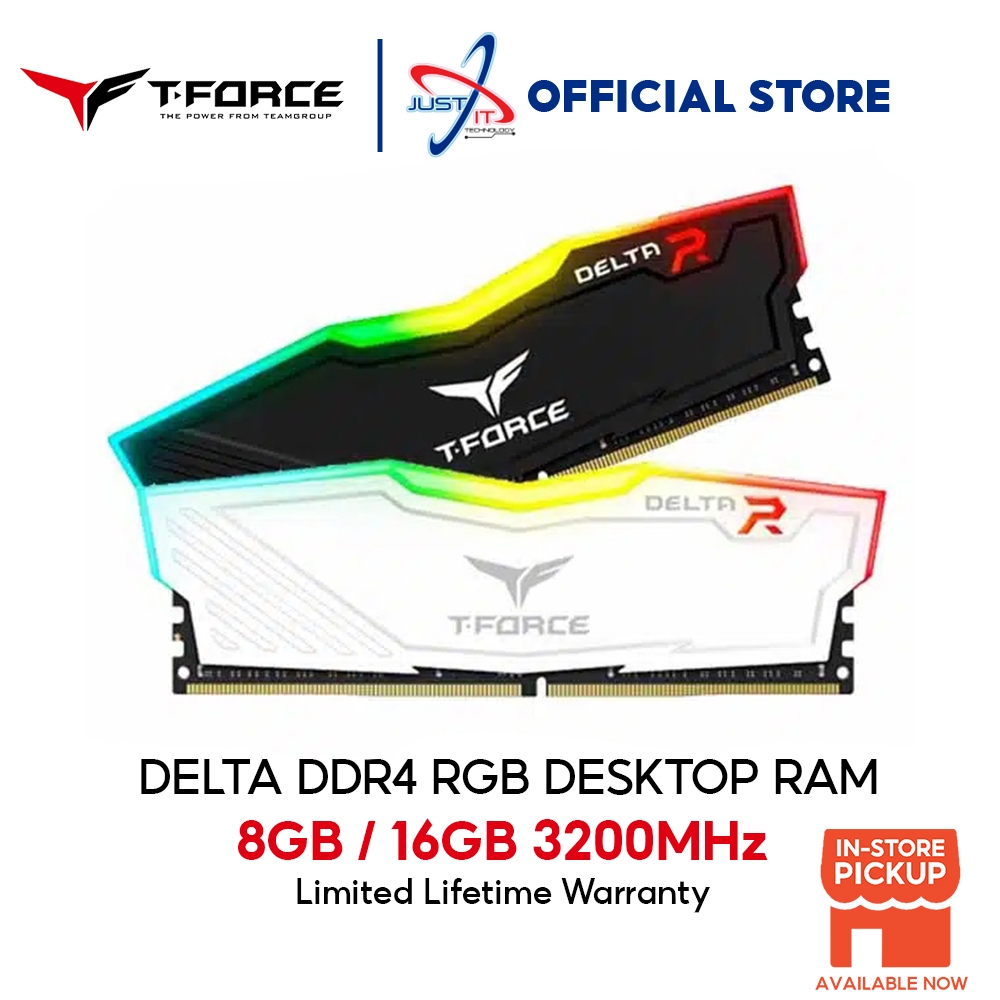 T-FORCE DELTA DDR4 3200MHZ RGB Gaming RAM (8GB / 16GB / 16GB(8*2 ...