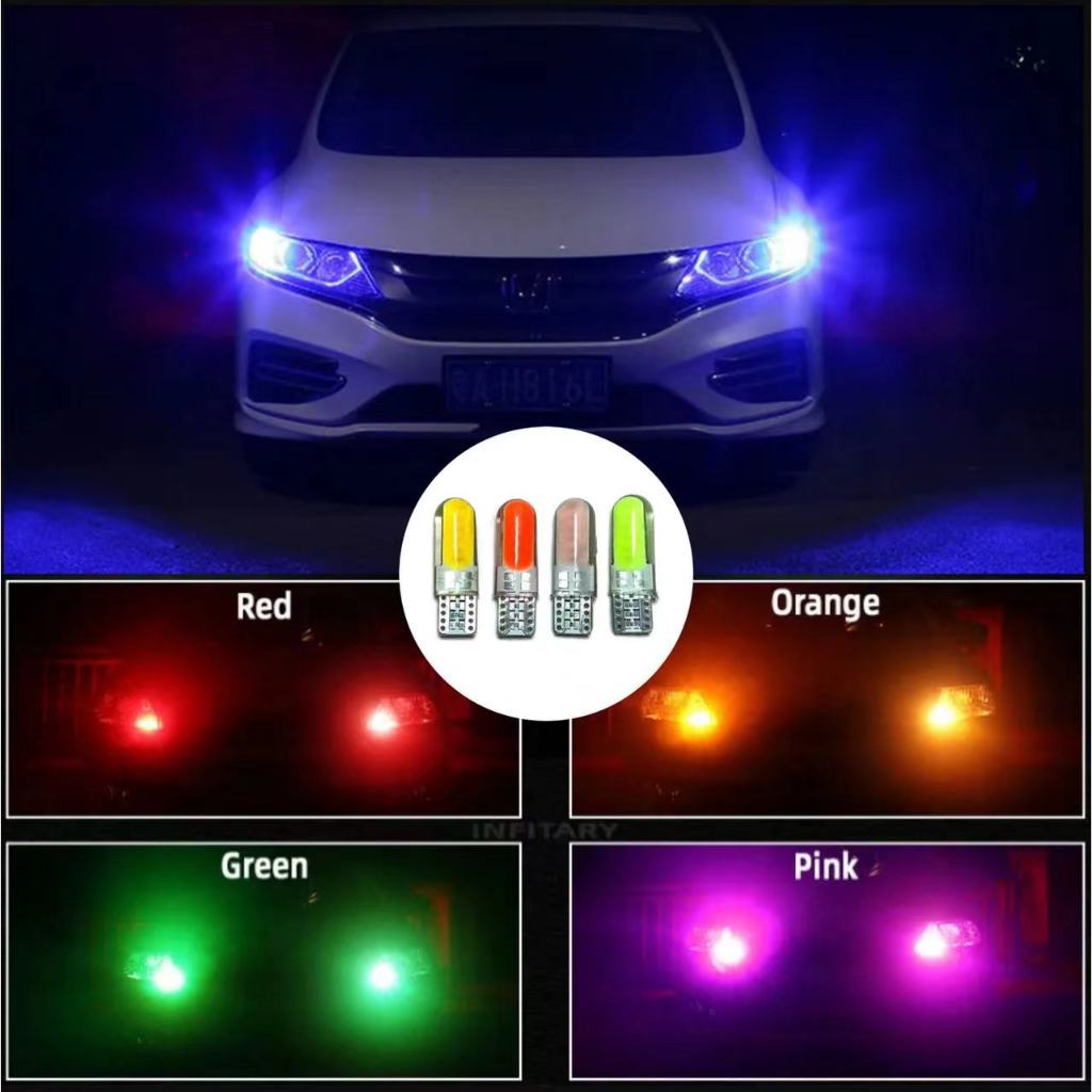 Colorful LED T10 Light Bulb Lampu Signal Headlight Brake Car Motorcycle ...
