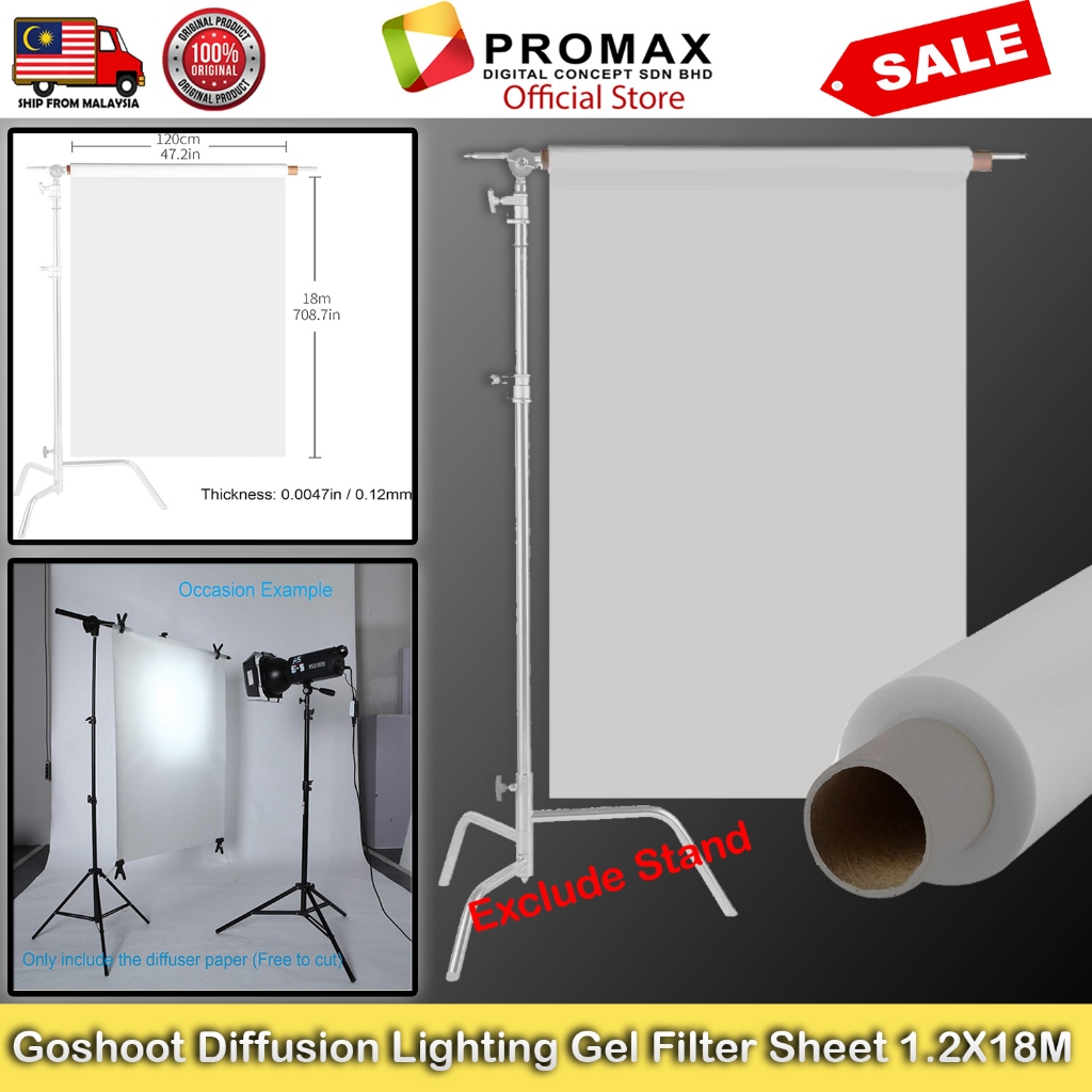 Goshoot Diffusion Lighting Gel Filter Sheet 1.2X18M White Diffuser Roll ...