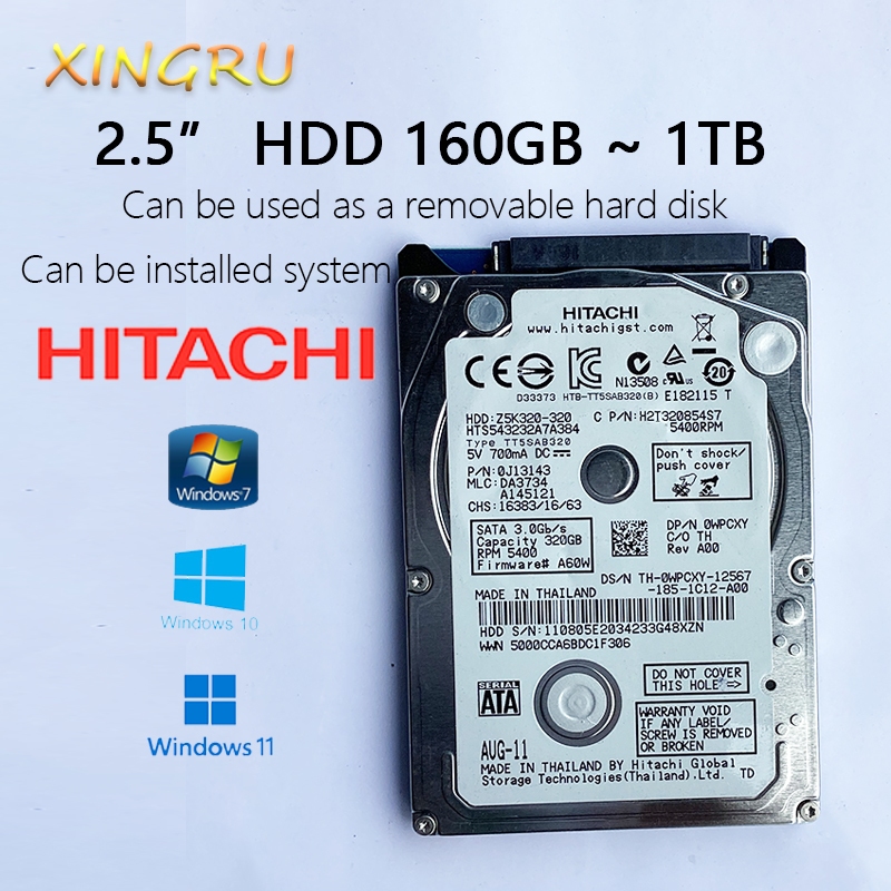 Hitachi 2.5" Laptop SATA HDD 160/250/320/500GB 1TB 7mm/9mm Notebook ...