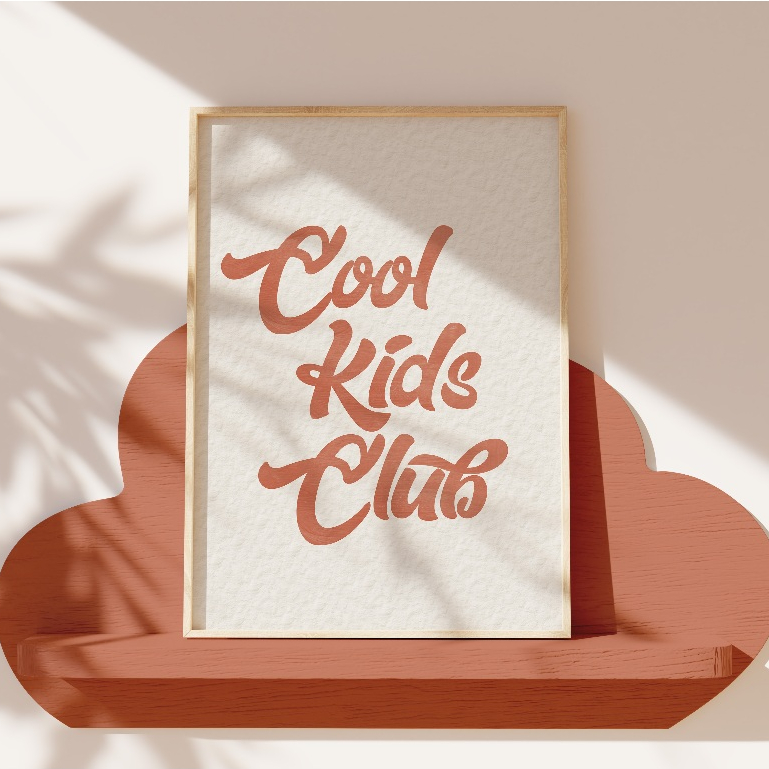Cool Kids Club Poster with frame in Peach theme (Nursery Series) in A3 ...