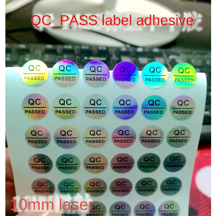 QC PASS 192PCS Waterproof Hologram PET Label Round 10mm QC Sticker ...
