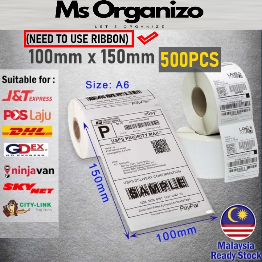 [500PCS] A6 Thermal Label Sticker for Shopee Air Waybill / Consignment ...