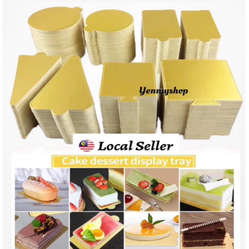 100pcs/pack Mousse Cake Board Mini Cake Base Papan Kek Mini Gold Colour ...