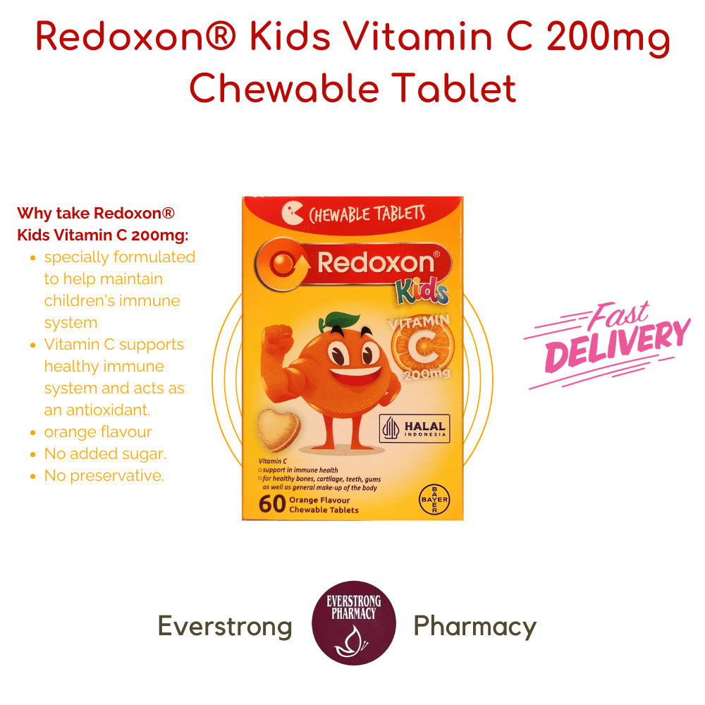 Redoxon Kids Vitamin C 200mg Chewable Tablet 60'S EXP 18/10/2025 ...