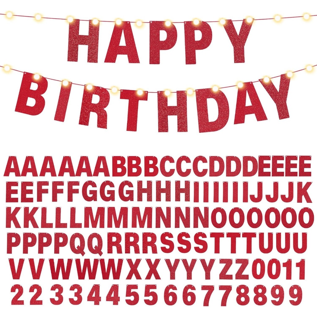 Customize Banner Red Alphabet Letter DIY Glitter Customise Banner Name ...