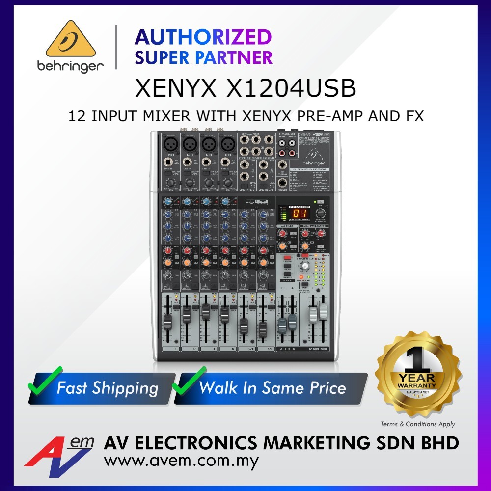 BEHRINGER XENYX X1204USB Mixer with USB and Effects | Shopee Philippines