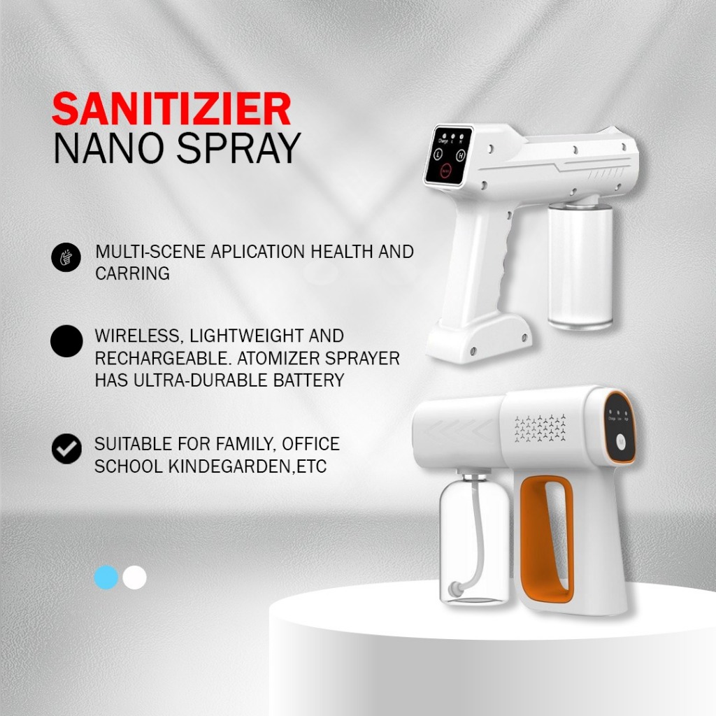 Nano Sanitizer Sprayer Wireless Rechargeable Spray Gun Blue Light ...