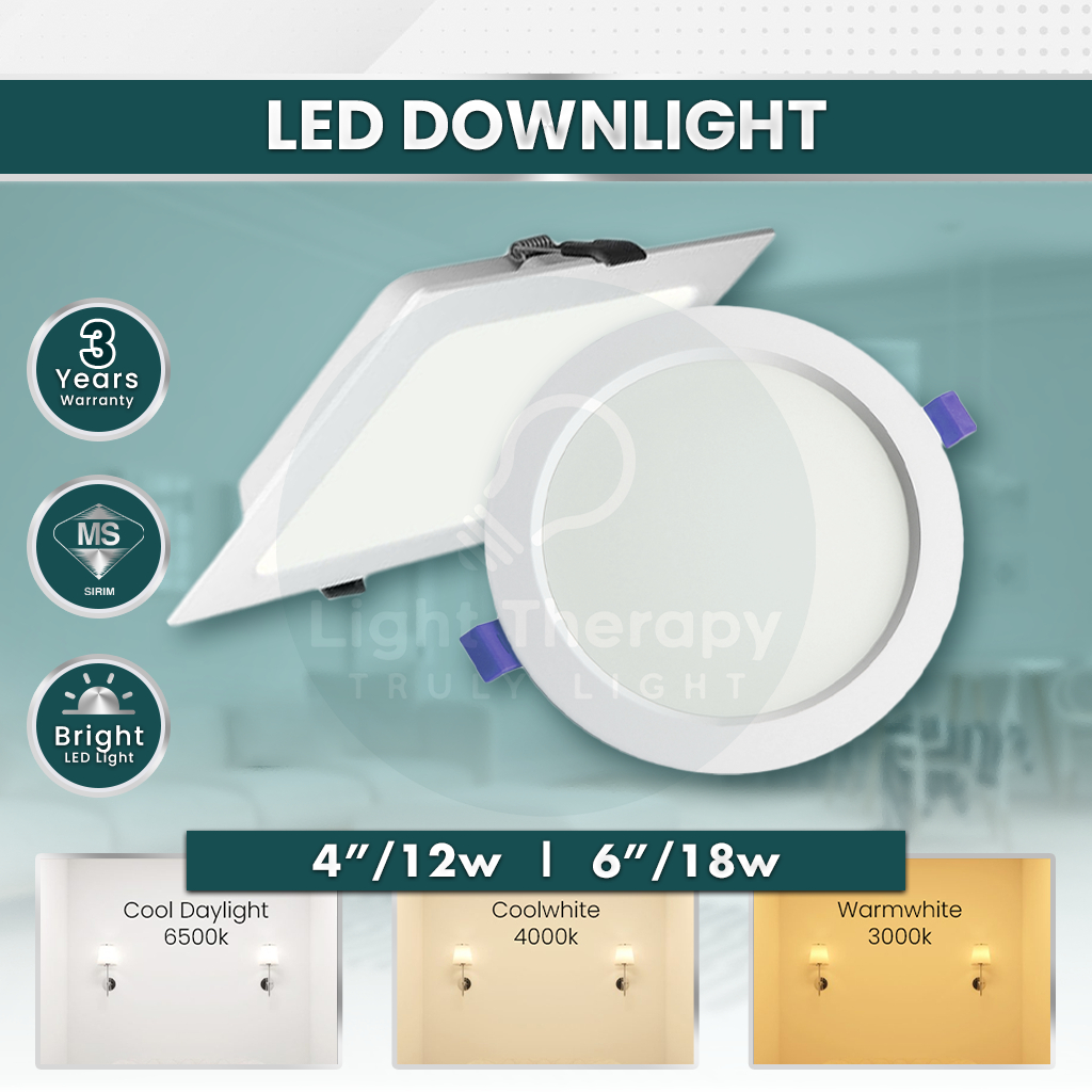 SIRIM LED Downlight Round Square 4"/12W 6"/18W 6"/20W Recessed ...