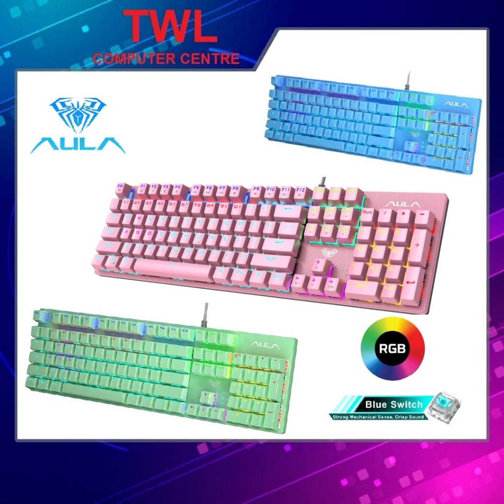 AULA S2022 Mechanical Wired Gaming Keyboard 26Keys Anti-ghosting Cool ...