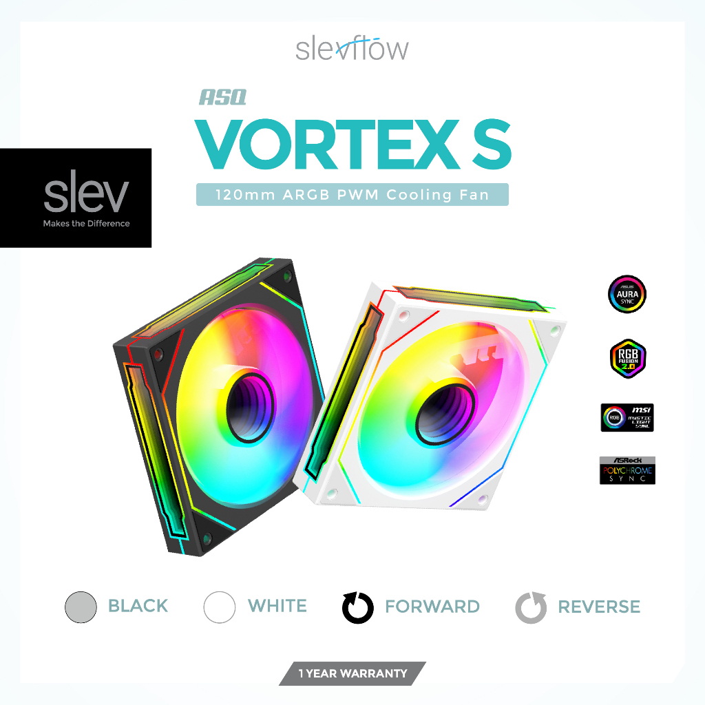 Slevflow ASQ Vortex S PWM aRGB 12cm Fan (Forward/Reverse) | Shopee Philippines