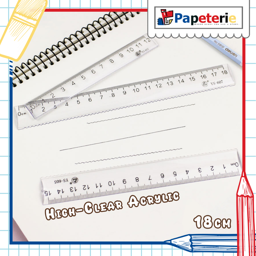 Papeterie - 18cm Transparent Acrylic Plastic Ruler Simple Plastic Scale ...