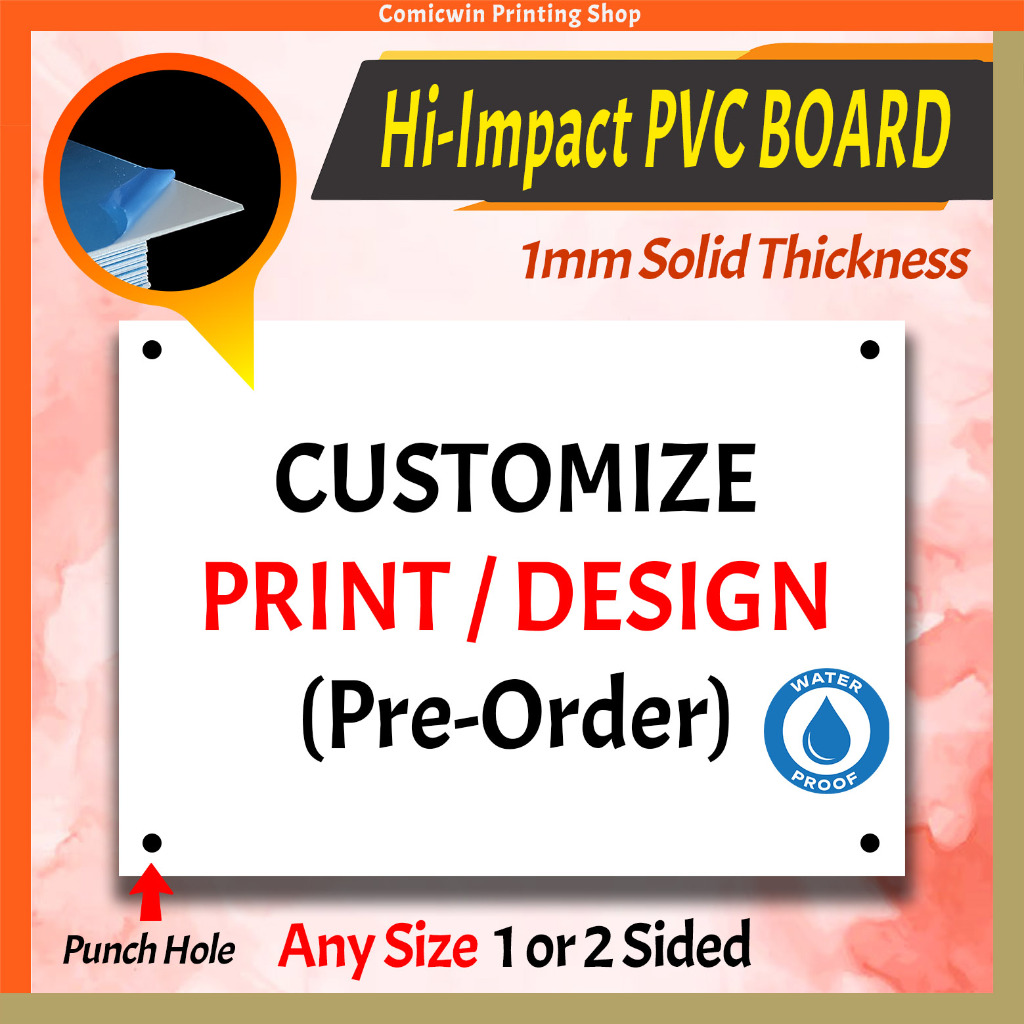 1mm PVC Board (Customize Printing) Hi-impact Menu Printing, Card Board ...