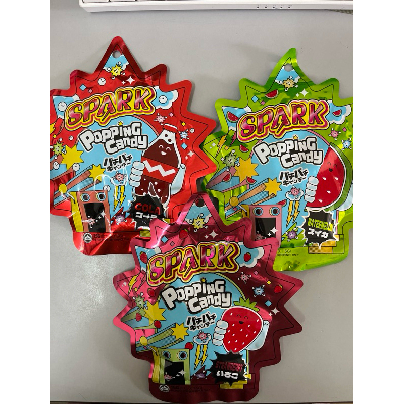 Spark Popping Candy 15g Strawberry/ Cola/ Watermelon & Super Ring 60g ...