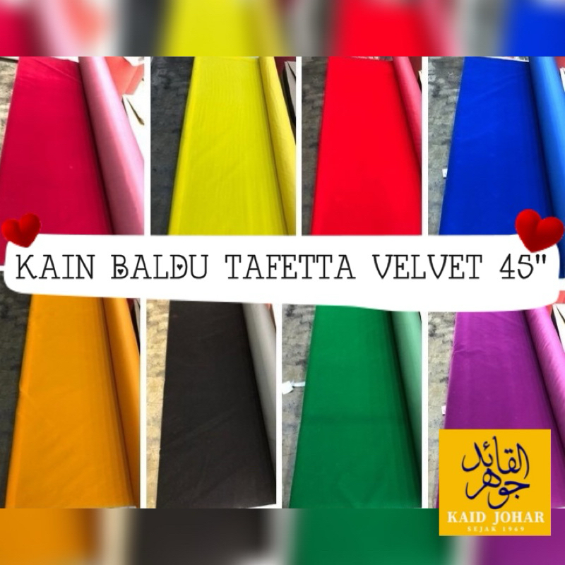 Kain Baldu Velvet Fabric 45" Width (Dyed Flock Tafetta Velvet) by meter ...