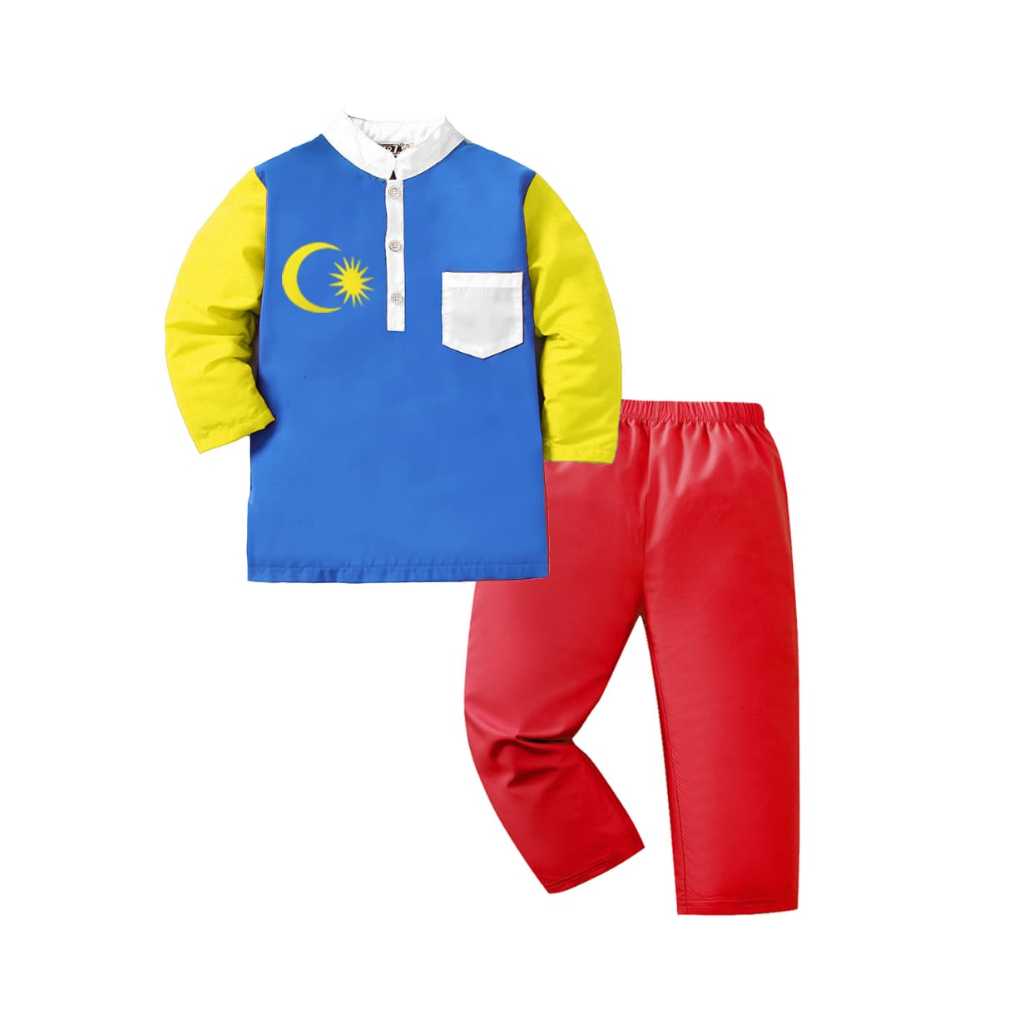 2024 Boys Kids Flag Colour Theme Merdeka Costume Kurta Set/Lelaki Kanak ...