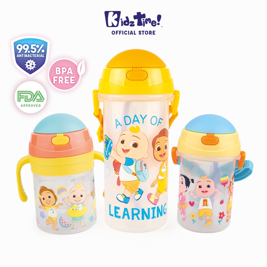Cocomelon Kids Toddler BPA Free Children Water Bottle with Straw + Strap (380ml & 550ml & 530ml ...