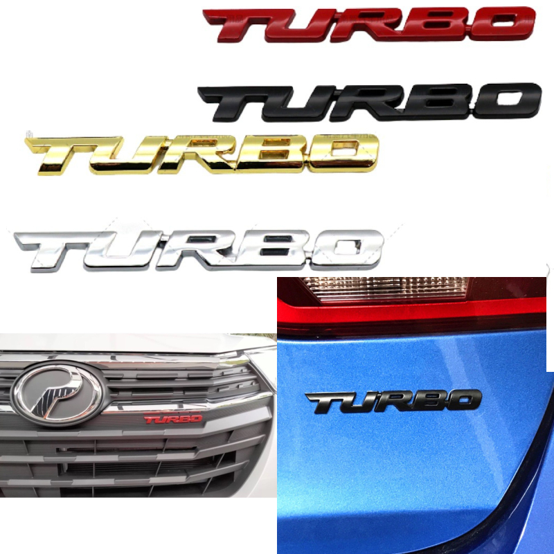 Car TURBO Logo Alloy Metal Emblem Letter Word 3D Design Car Rear Bonnet ...