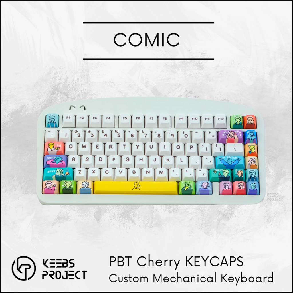 Comic PBT keycaps 129 keys Dye-Sub Drawing Creative DIY keycaps for ...