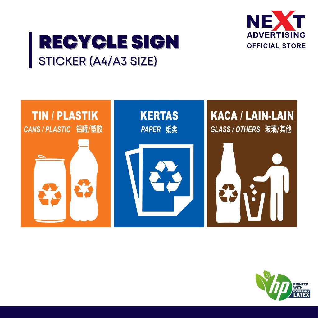 Cans/Plastic/Paper/Glass Recycle Sign Sticker Only | Shopee Philippines