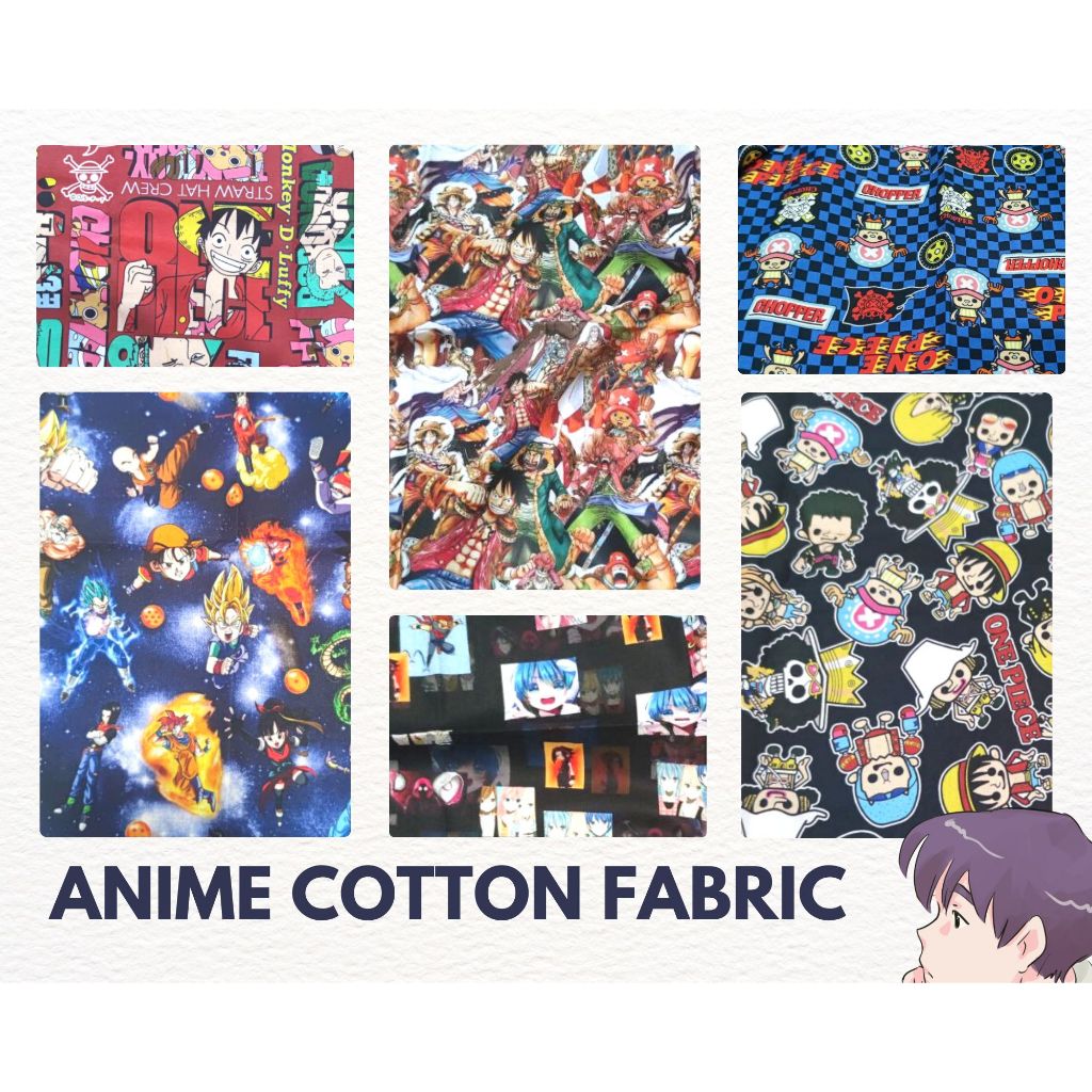 Kain Cotton kartun/Designer Cotton Fabric Anime One piece naruto ...