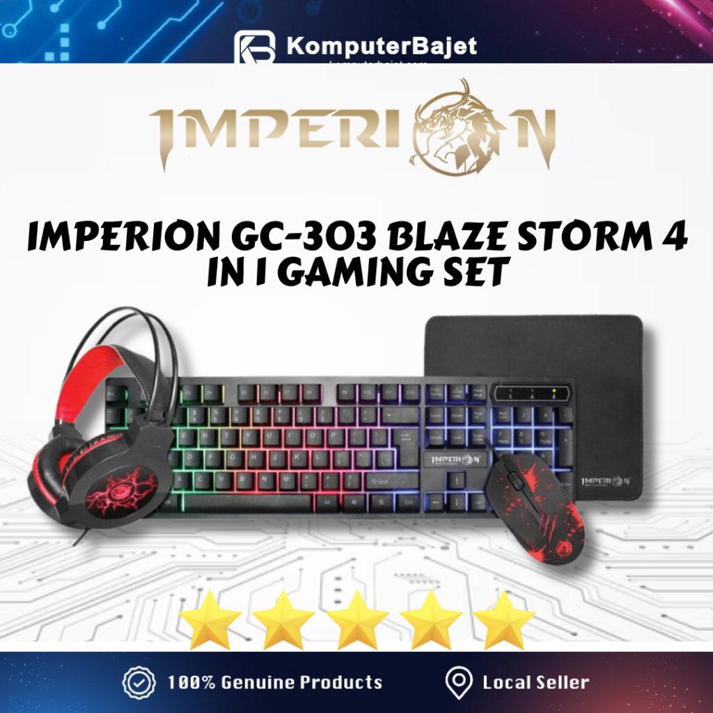 IMPERION GC-303 BLAZE STORM 4 in 1 GAMING Combo set Mouse, Keyboard , Headphone, Mouse Pad ...