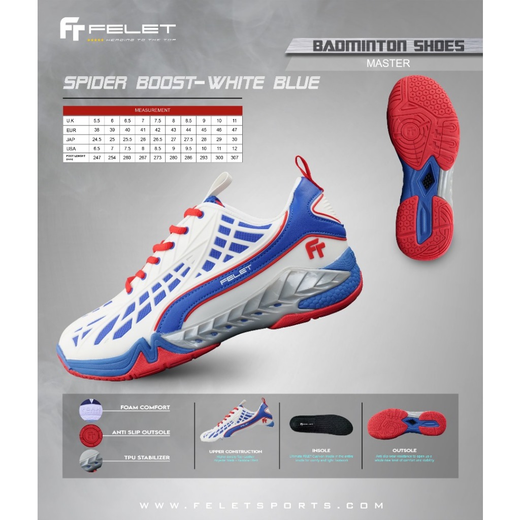 FELET SPIDER BOOST BADMINTON SHOES FREE GRIP | Shopee Philippines