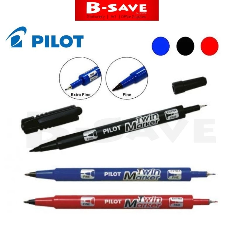 Pilot Twin Permanent Marker Fine/Extra Fine SCA-TM-B | Shopee Philippines