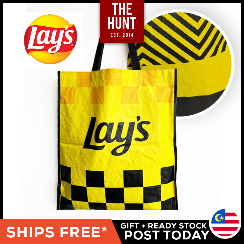 LAYS Yellow Checker Waterproof Shopper Bag Women Tote Shoulder Handbag ...