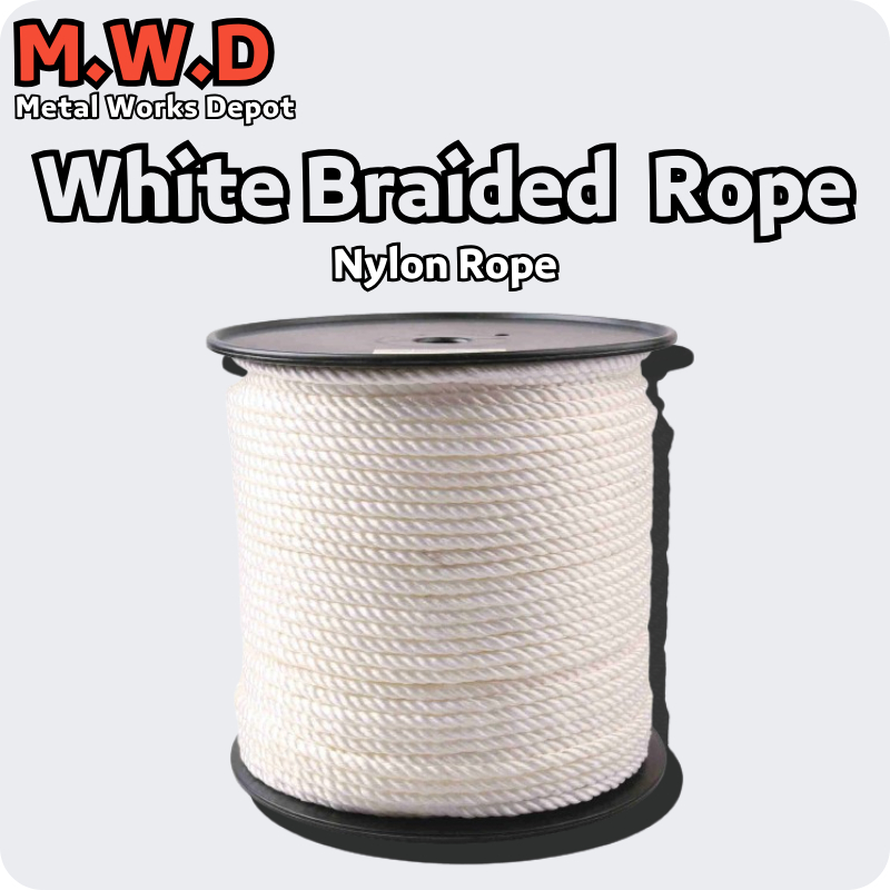 WHITE BRAIDED NYLON ROPE CORD 3mm , 4mm , 5mm , 6mm , 8mm / Tali Nylon ...