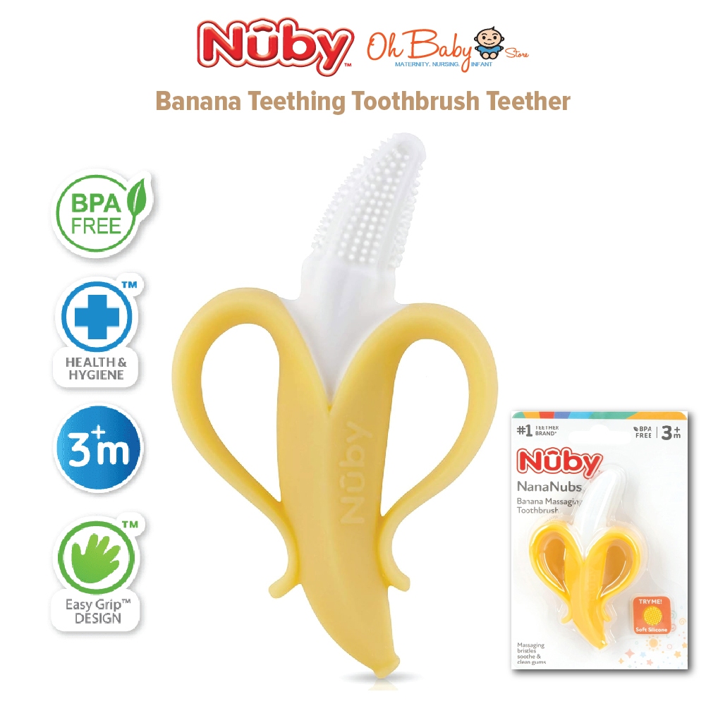 Oh Baby Store Nuby Banana Teething Toothbrush Teether | Shopee Philippines
