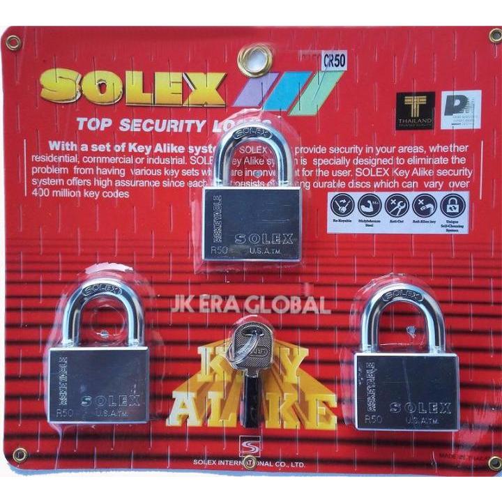 SOLEX PADLOCK SET PAD LOCK 50MM X 3 PCS (KEY-ALIKE) | Shopee Philippines