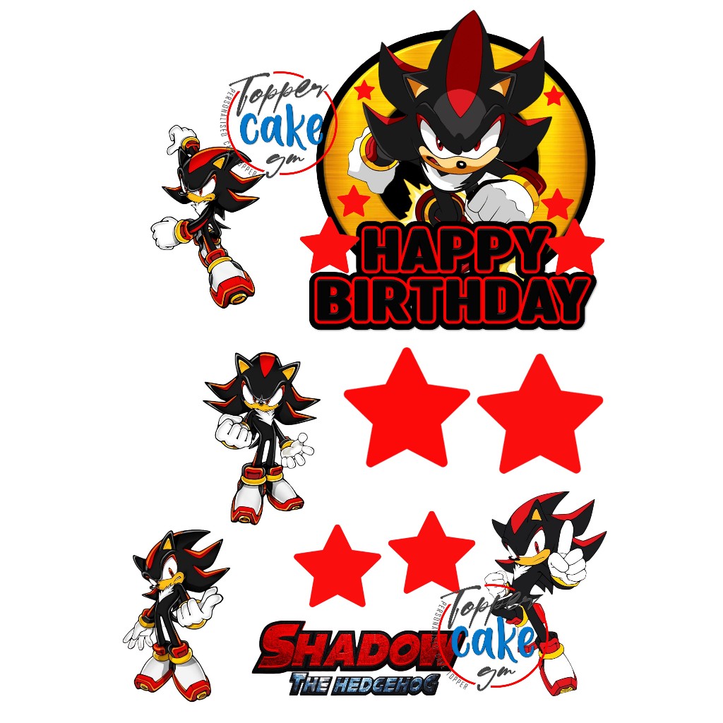 Happy Birthday Topper Cake SONIC SHADOW (CUSTOM NAME) | Shopee Philippines
