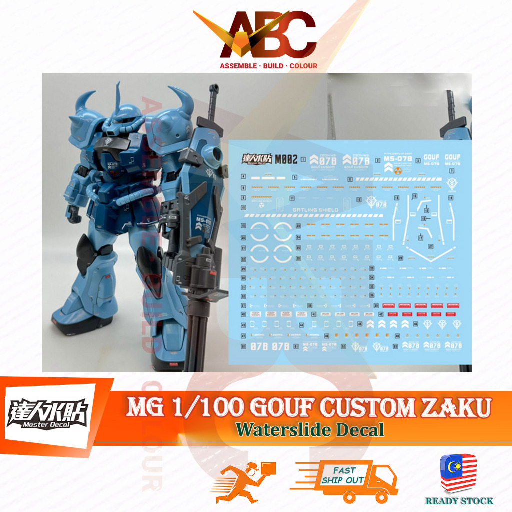 (Master) Waterslide Decal - MG 1/100 Gouf Custom (Fluorescent) MS-07B-3 ...
